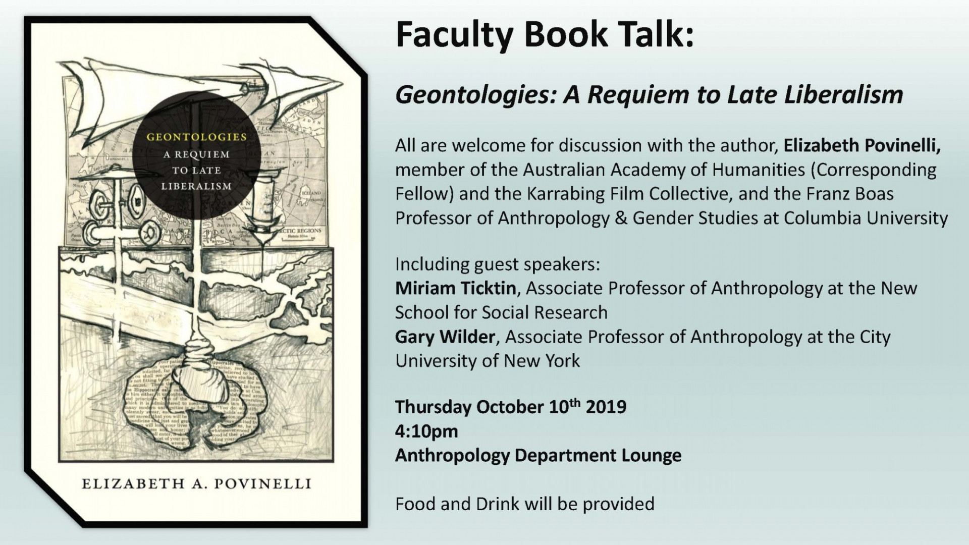 Elizabeth Povinelli | Geontologies Book Talk | Department of Anthropology